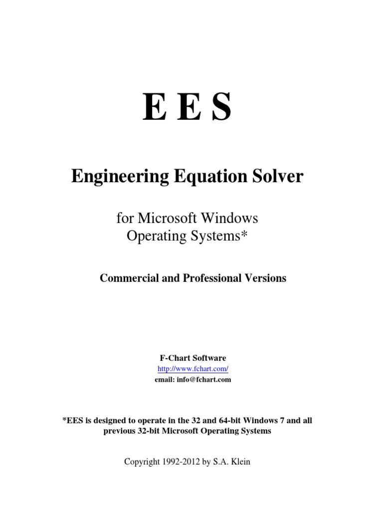 Ees Manual | PDF | Menu (Computing) | Subroutine