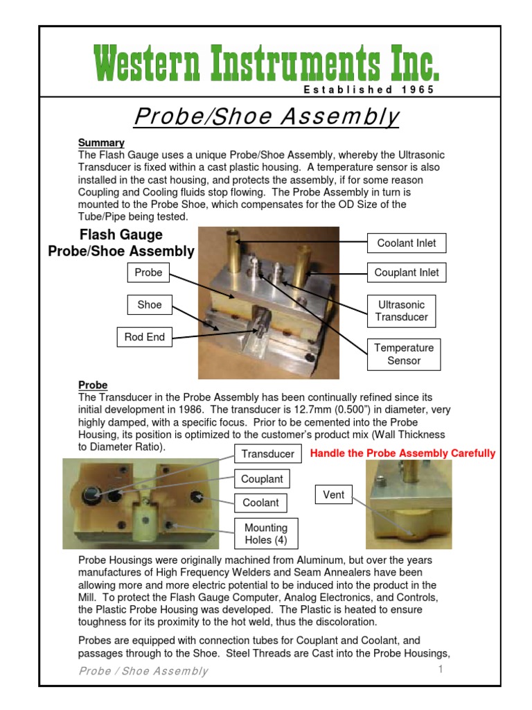 Flash Gauge Probe/Shoe Assembly | PDF | Mechanical Engineering ...
