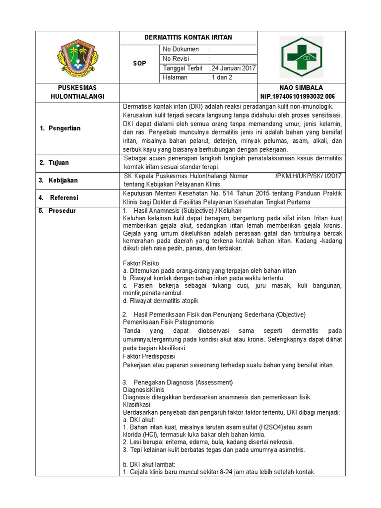 Panduan Penanganan Dermatitis Kontak Iritan | PDF