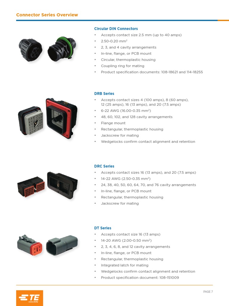 Overview of Connector Series: Circular DIN, DRB, DRC, and DT Connectors ...