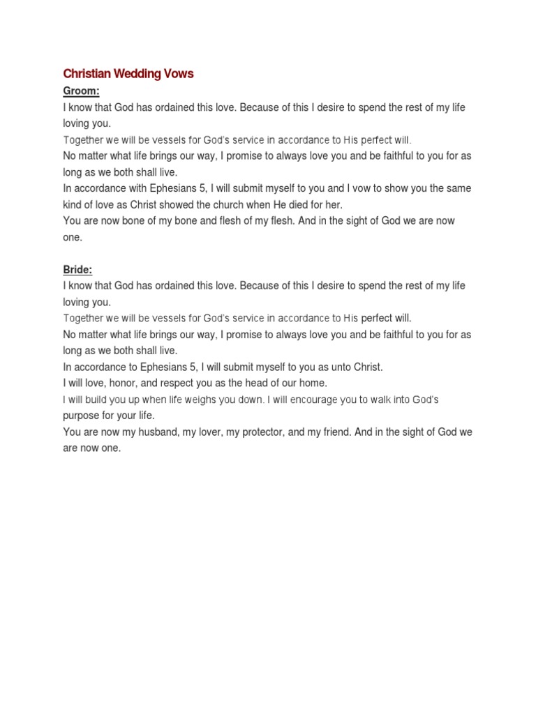 Christian Wedding Vows | PDF