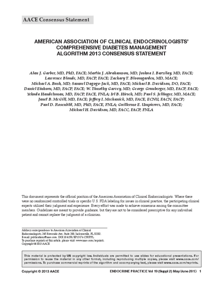 AACE Consensus 2013 Original PDF | PDF | Diabetes Mellitus Type 2 ...