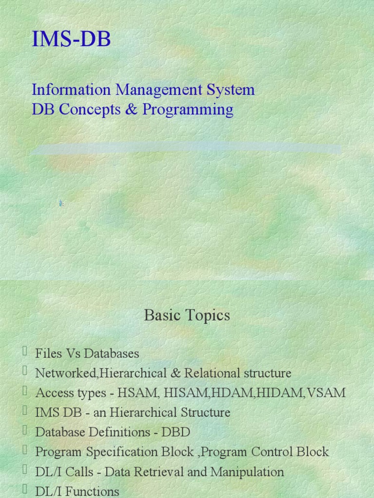 Ims Db Information Management System Db Concepts And Programming Pdf Database Index Data 