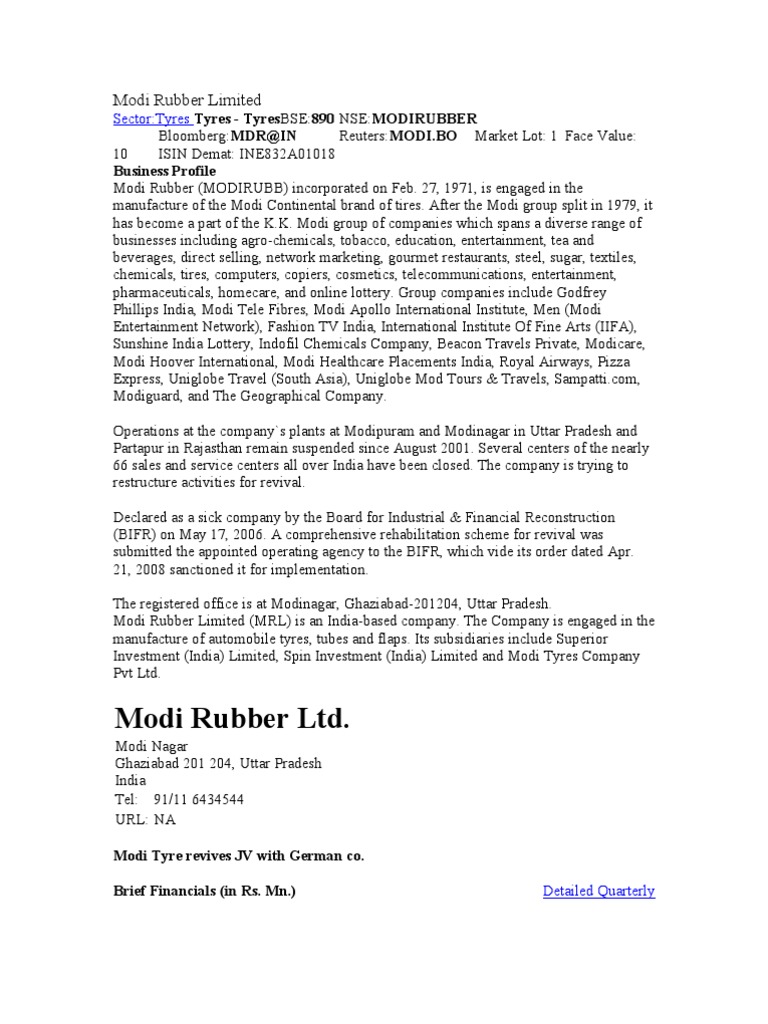 Modi Rubber Limited | PDF | Margin (Finance) | Expense