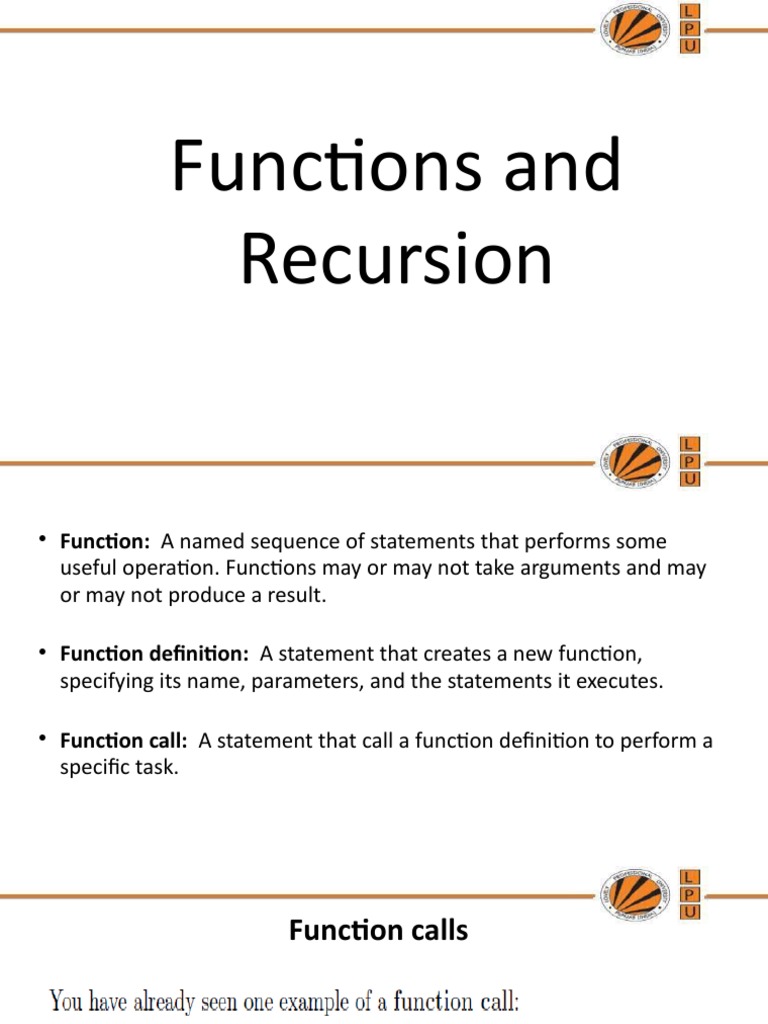 Function And Recursion Of Python Pdf Parameter Computer Programming Subroutine