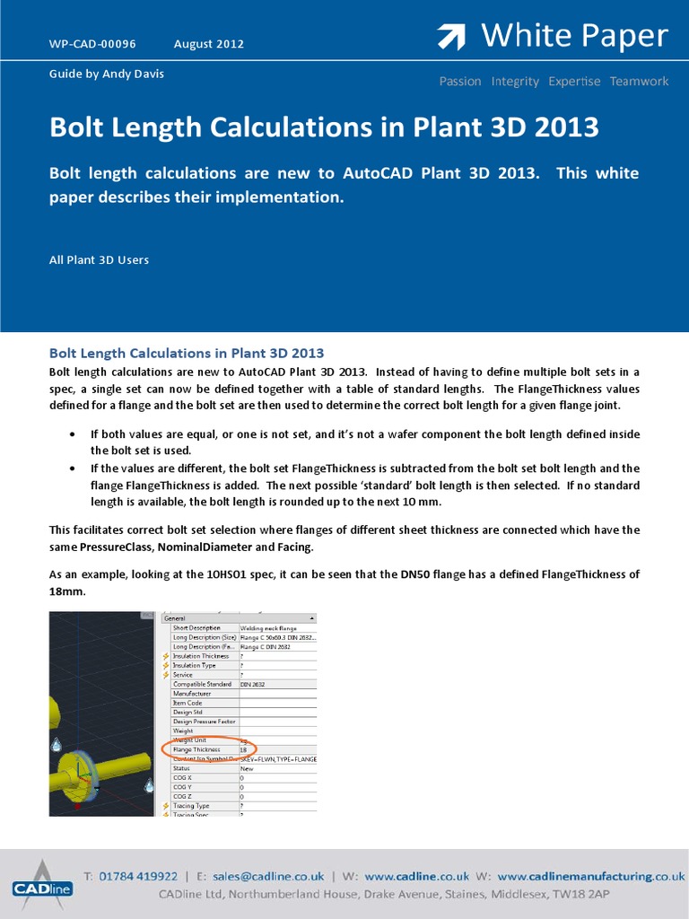 Bolt Length Calculations in Plant 3D 2013 PDF | PDF | Computers ...