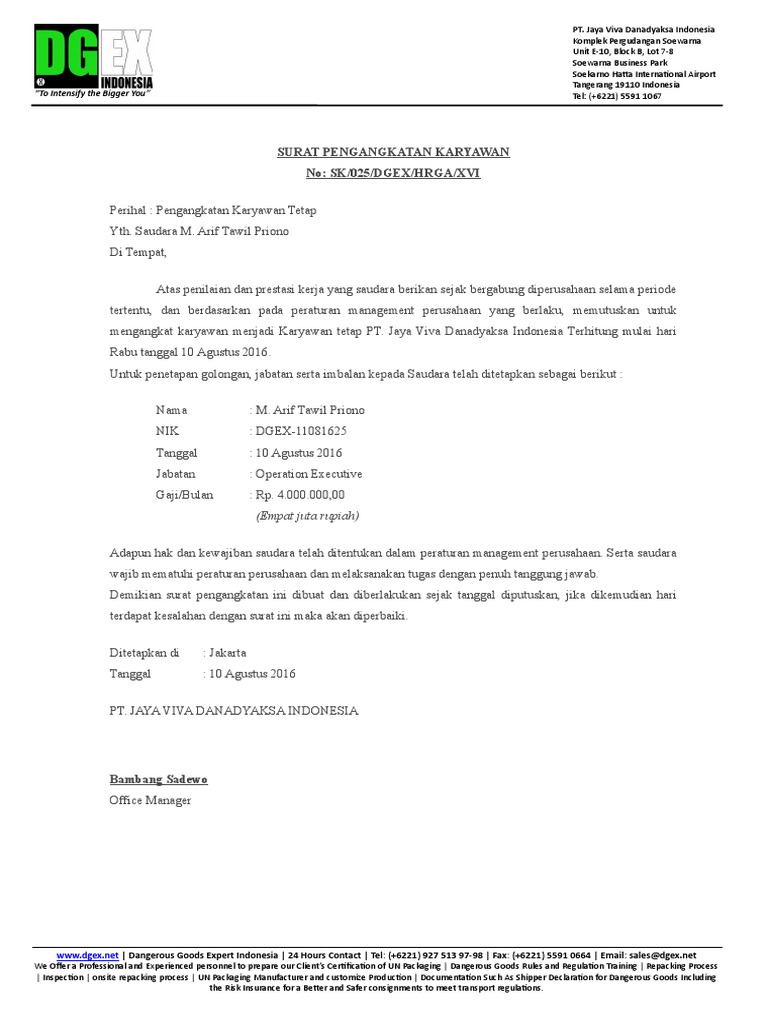 Draft Pengangkatan Karyawan | PDF