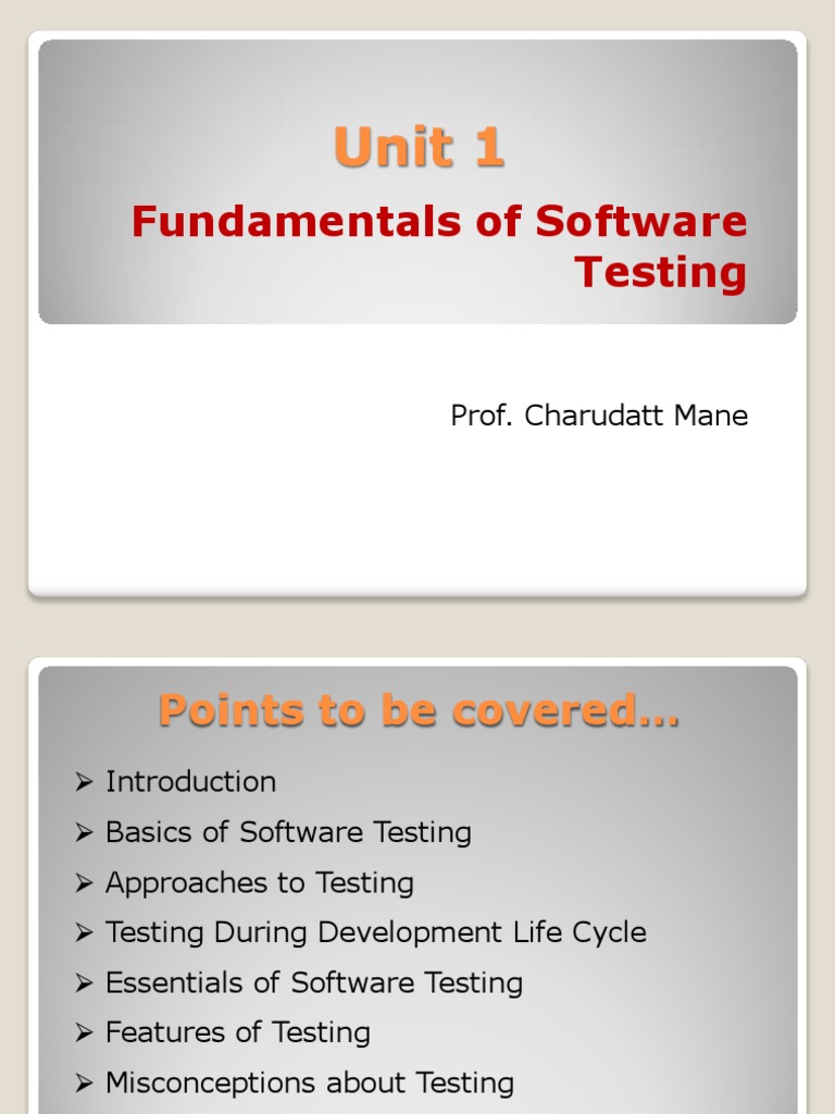 Unit 1 Fundamentals of Software Testing | PDF | Software Testing ...