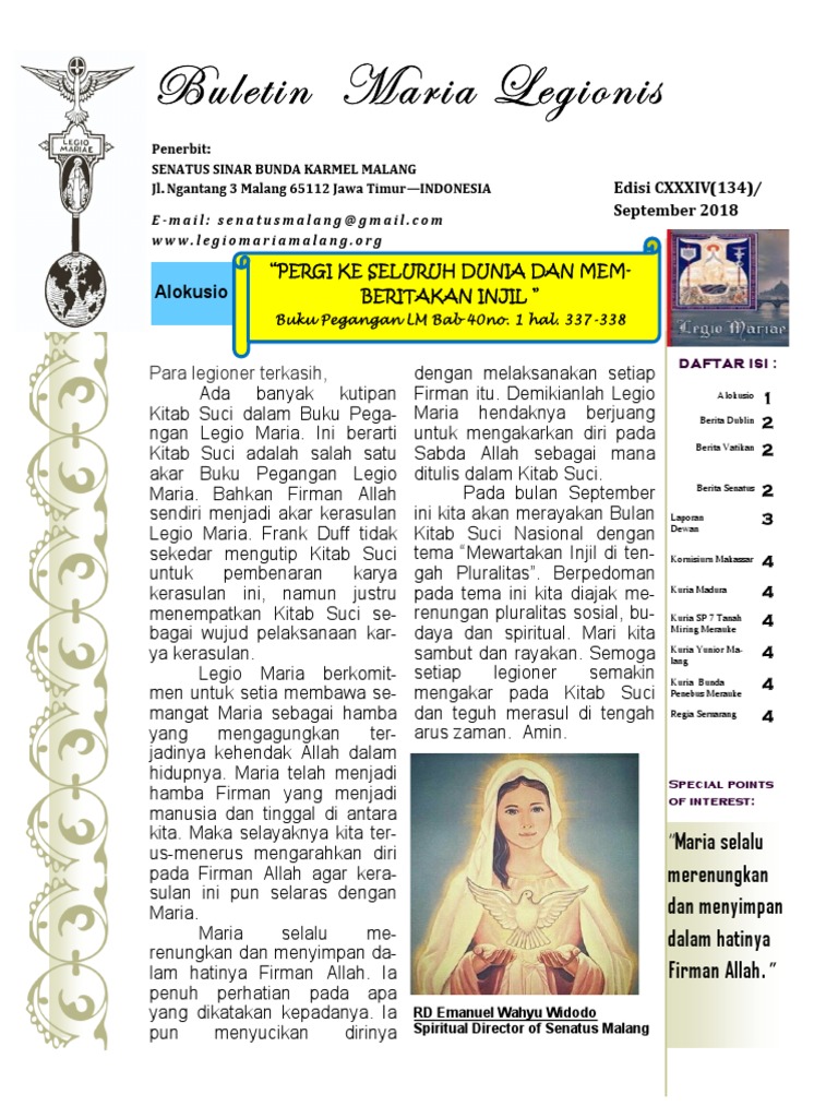Buletin Legio Maria September 2018 | PDF