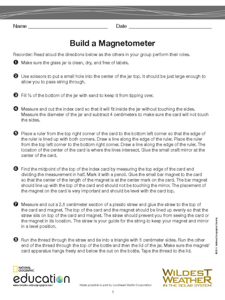 Build A Magnetometer Handout | PDF | Magnetometer | Equipment