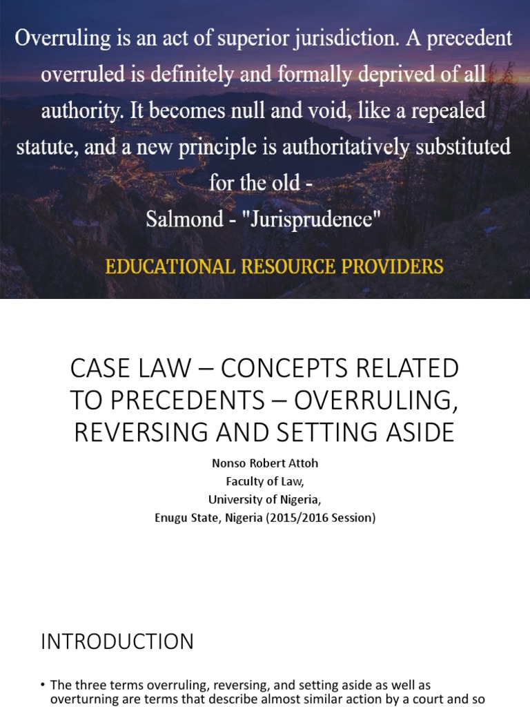 CASE LAW - CONCEPTS RELATED TO PRECEDENTS - Overruling Etc | PDF ...