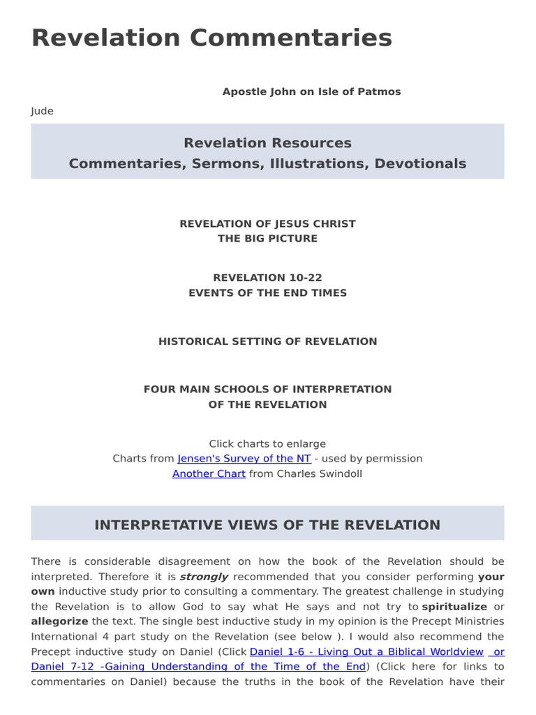 Revelation Commentaries Pdf Pdf Christian Eschatology Book Of