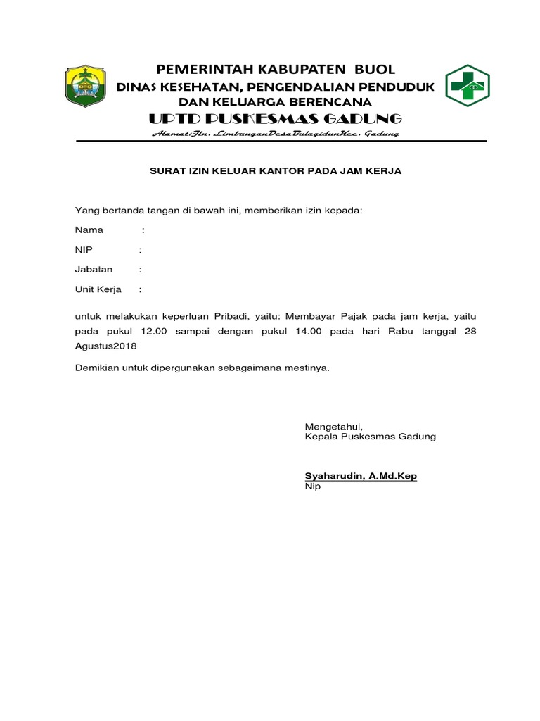 Surat Izin Keluar Kantor | PDF