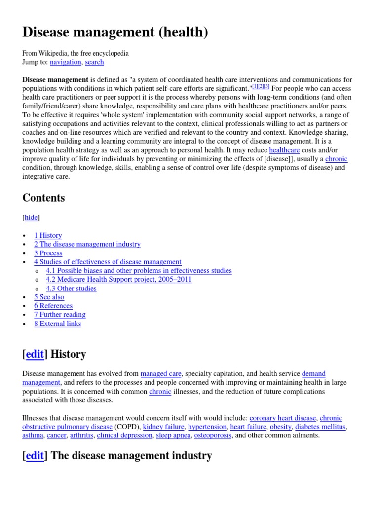 Disease Management (Health) | PDF | Economics Of Service Industries ...