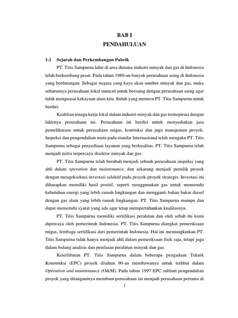 Bab 1 Laporan KP | PDF