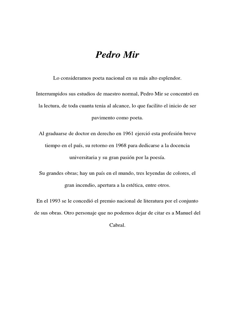 Pedro Mir | Poesía | Ensayos | Prueba gratuita de 30 días | Scribd