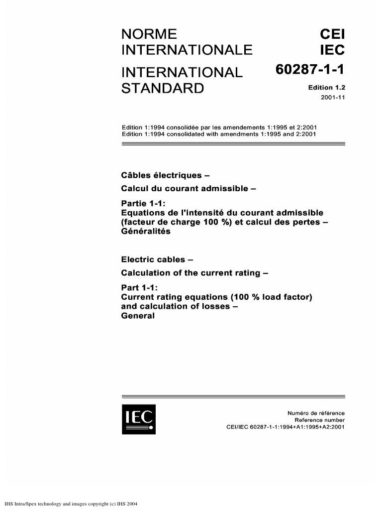IEC 60287-1 Electric Cables | PDF | Computers
