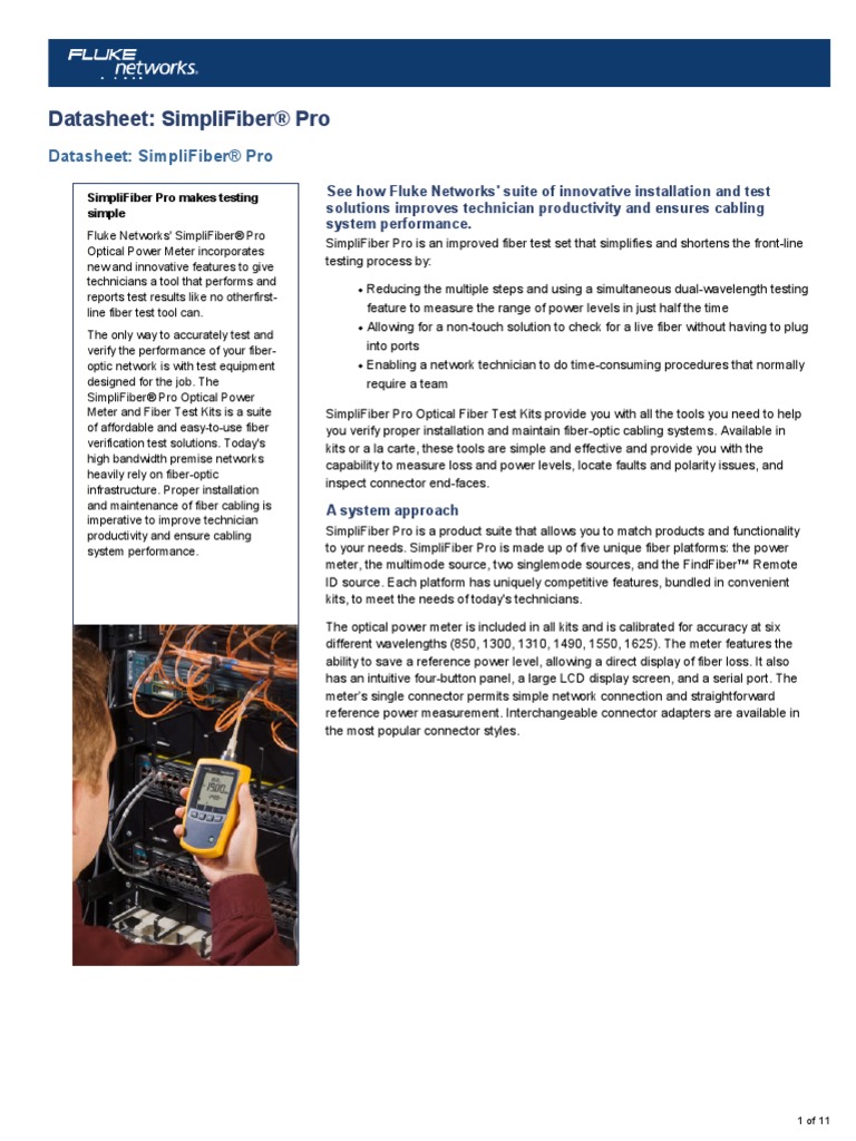 Datasheet: Simplifiber® Pro | PDF | Optical Fiber | Decibel