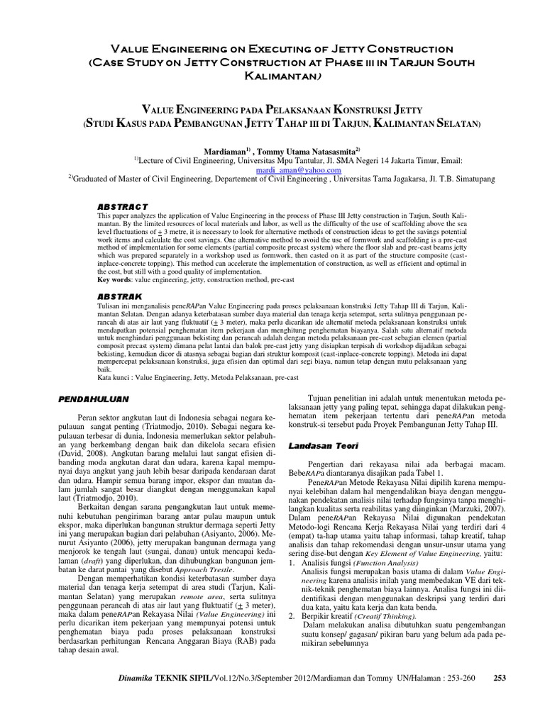 Value Engineering On Executing of Jetty Construction | PDF