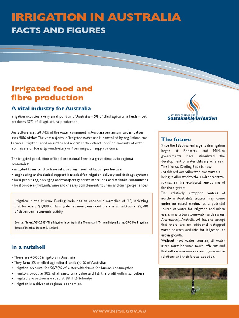Irrigation in Australia: Facts and Figures | PDF | Litre | Irrigation
