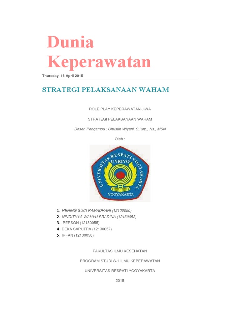 Contoh Role Play Jiwa Waham | PDF