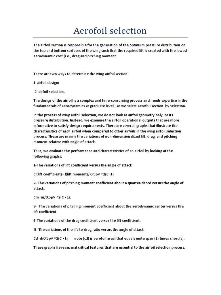 Aerofoil Selection | PDF | Airfoil | Lift (Force)