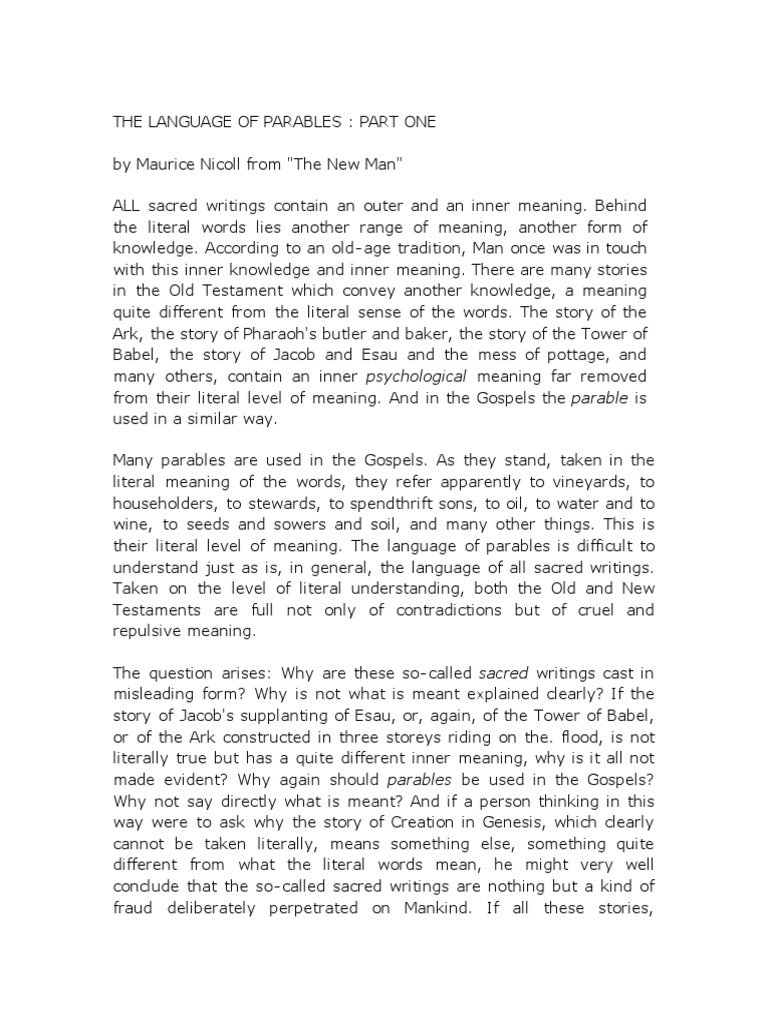 The Language of Parables: Understanding Hidden Meanings | PDF ...