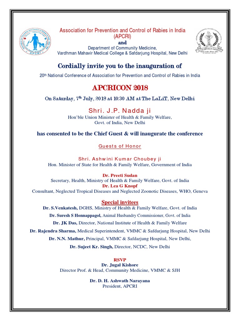 APCRICON 2018 Inauguration Invitation | PDF | Wellness | Medical