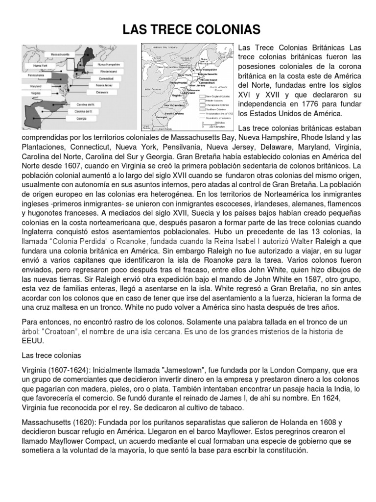 Las Trece Colonias | PDF | Trece colonias | Rhode Island