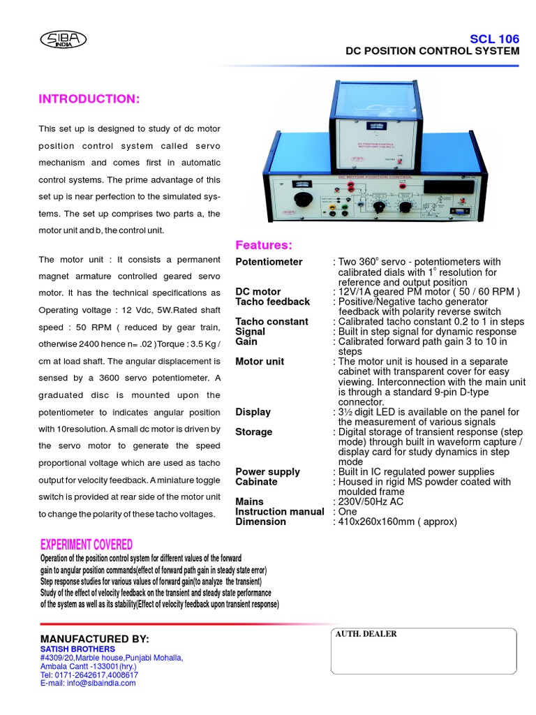 DC Position Control System Setup | PDF | Servomechanism | Direct Current