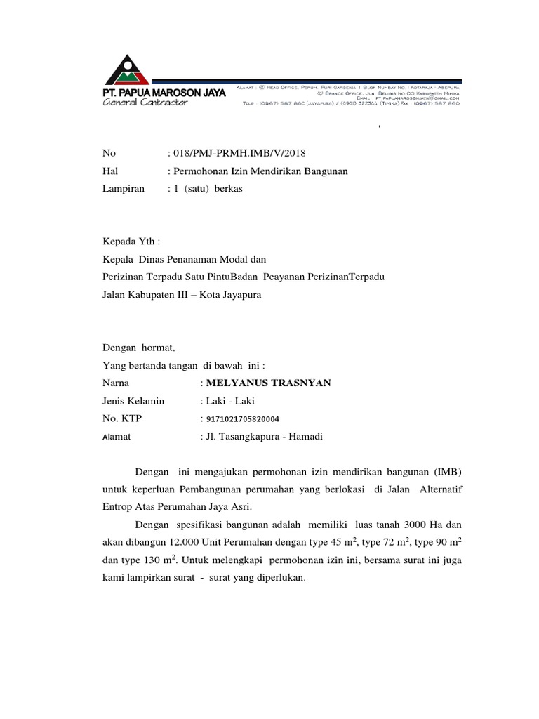 Surat Permohonan Imb | PDF