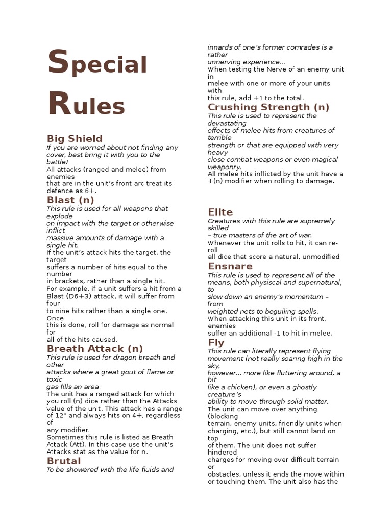 Kings of War Special Rules Explained | PDF | Military Science | Military