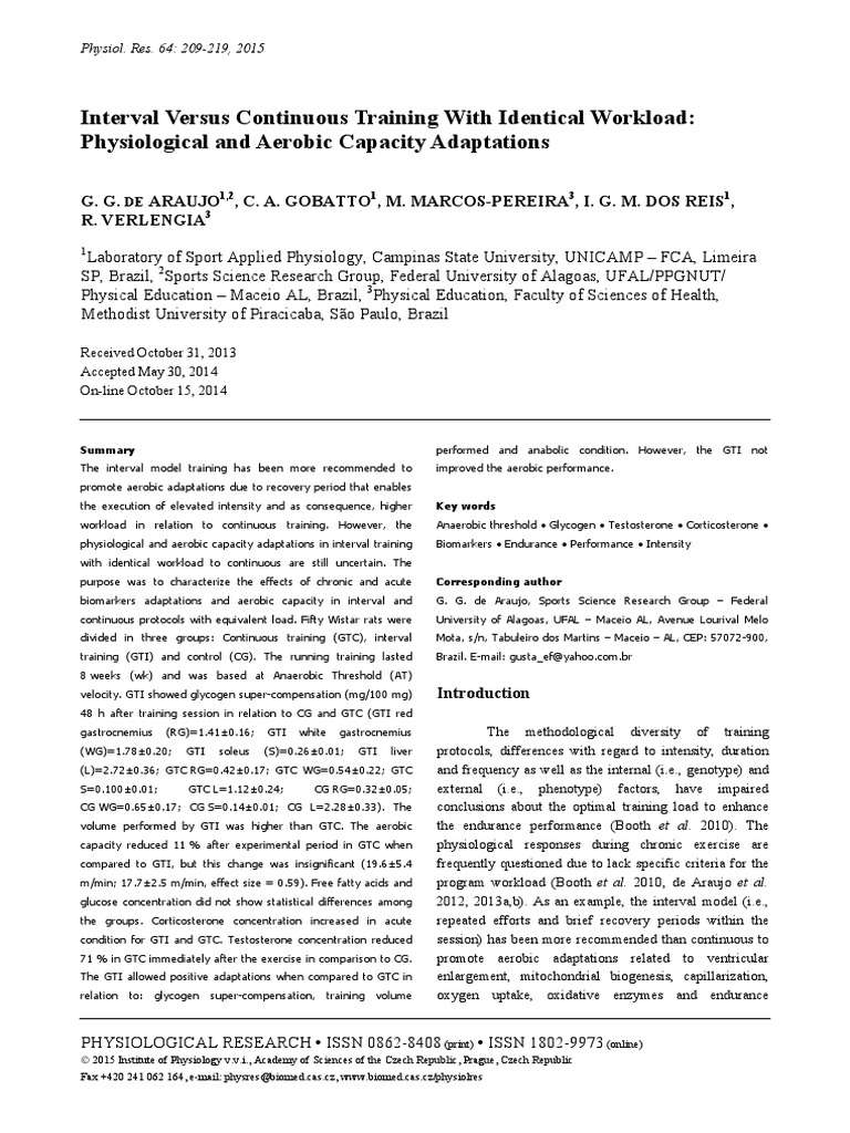 Interval Versus Continuous Training With Identical Workload ...