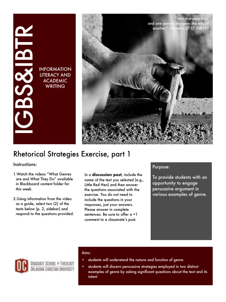 Rhetorical Strategies Exercise, Part 1 | PDF | Rhetoric | Communication