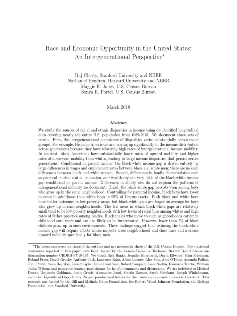 Race and Economic Opportunity in The United States | PDF | Social ...