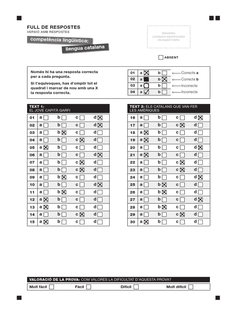 Full Amb Respostes CATALA 2015 | PDF