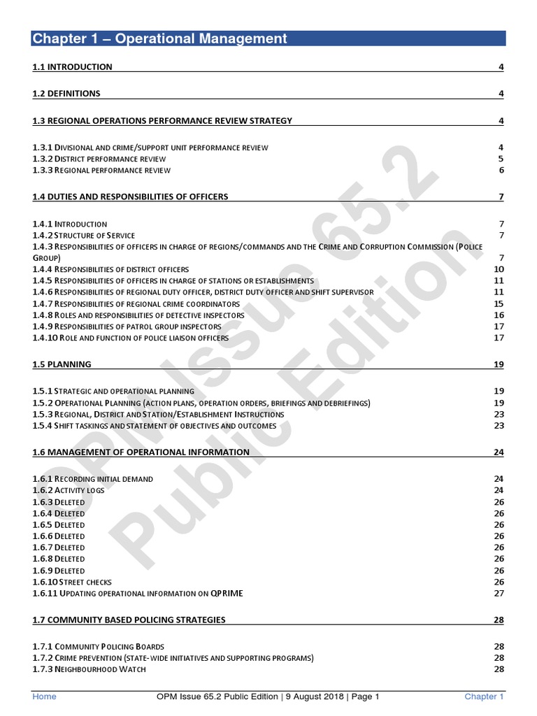 Qld Police Operational Procedures Manual | Performance Appraisal ...