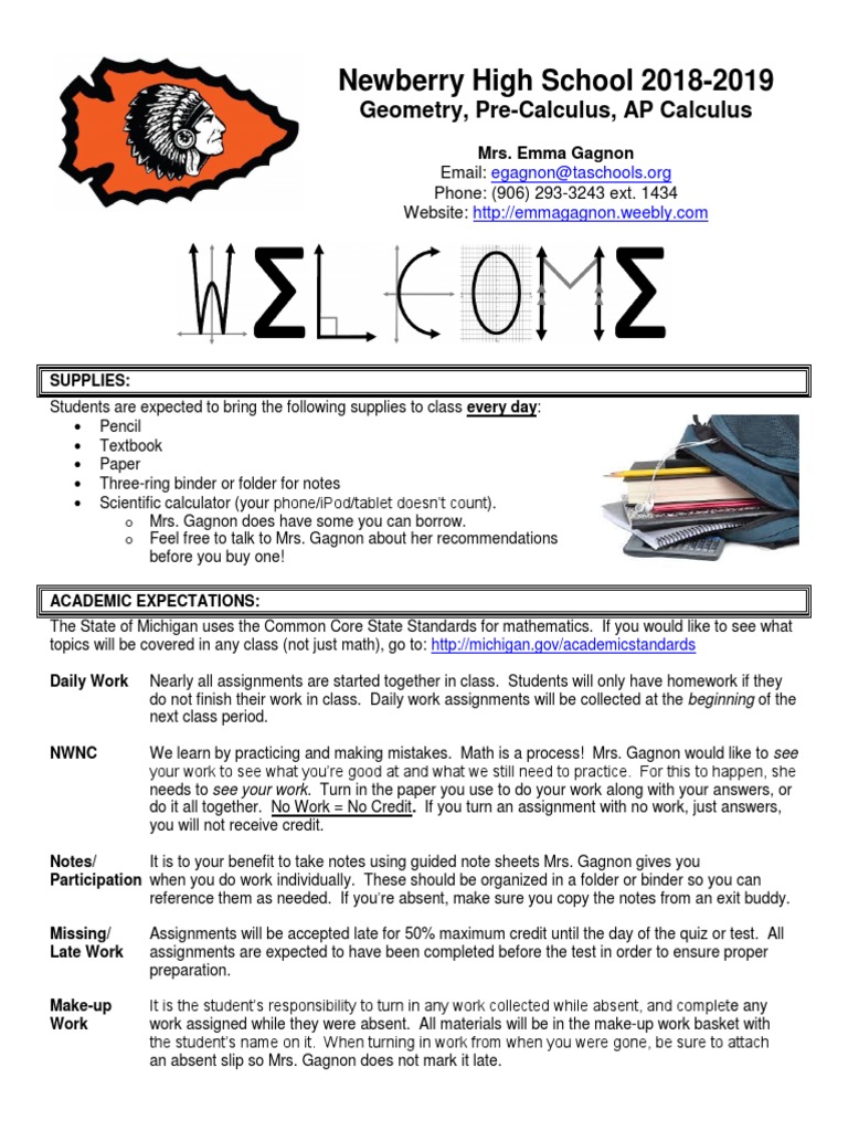 Syllabus With Parent Letter | PDF | Quiz | Homework