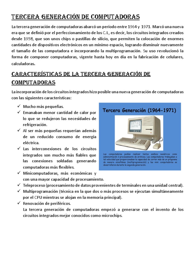 Tercera Generación de Computadoras (1964-1971) | PDF | Circuito ...