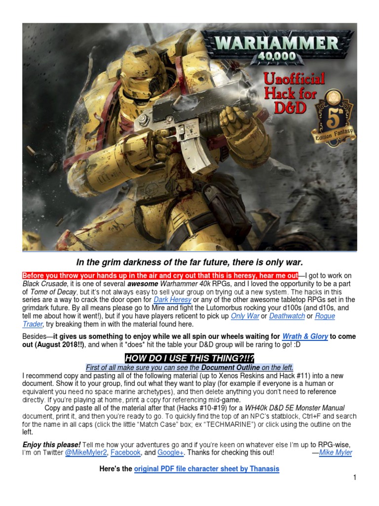 Warhammer 40k for D&D 5E Players | PDF | Nature