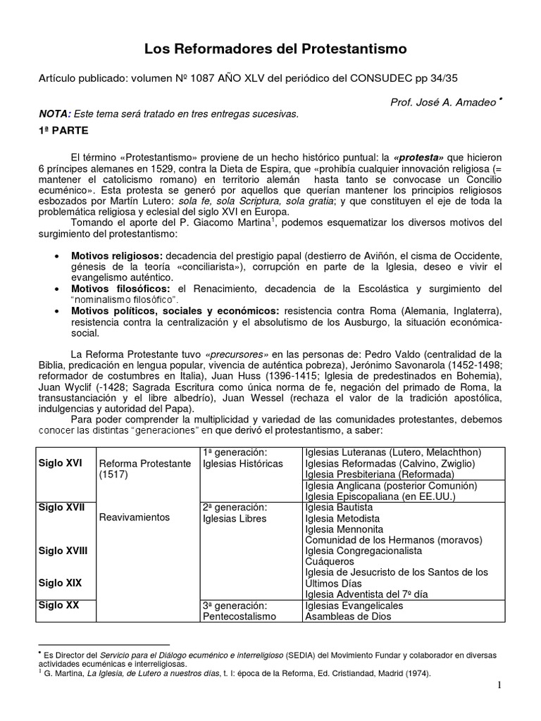 Los Reformadores Del Protestantismo PDF | PDF | protestantismo | Martin ...
