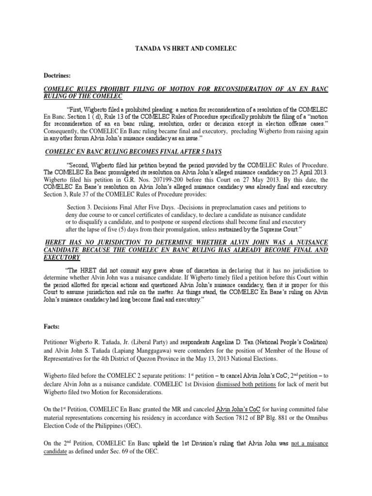 Tanada Vs Hret and Comelec | PDF | Commission On Elections (Philippines ...