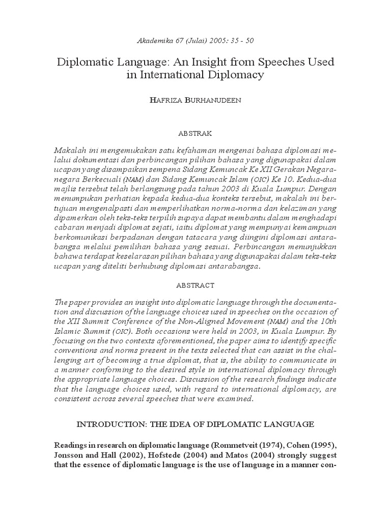 Insights on Diplomatic Language Usage | PDF | Organisation Of Islamic ...
