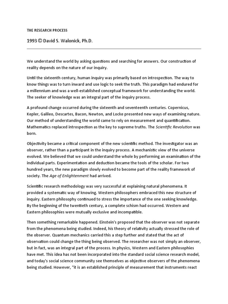 The Research Process | PDF | Sampling (Statistics) | Validity (Statistics)