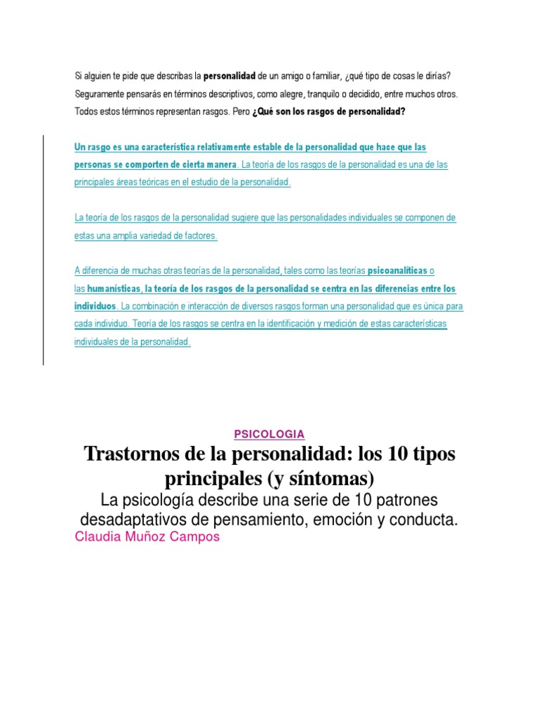 Cluster de Personalidad | PDF | Desorden de personalidad | Terapia ...