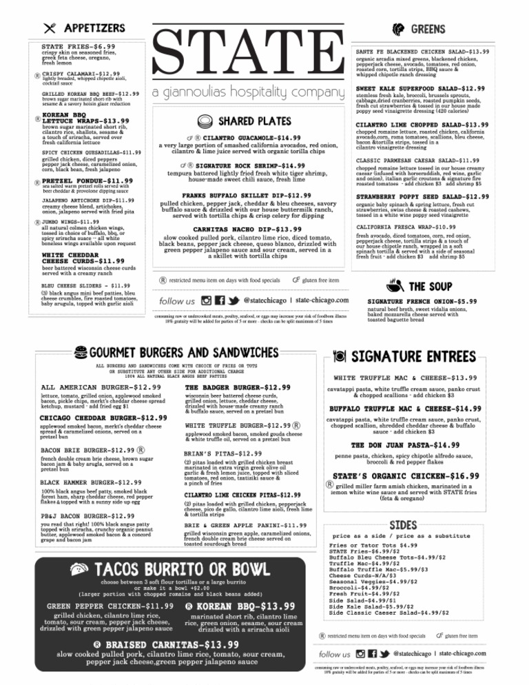 STATE Food Menu Sep18 | PDF