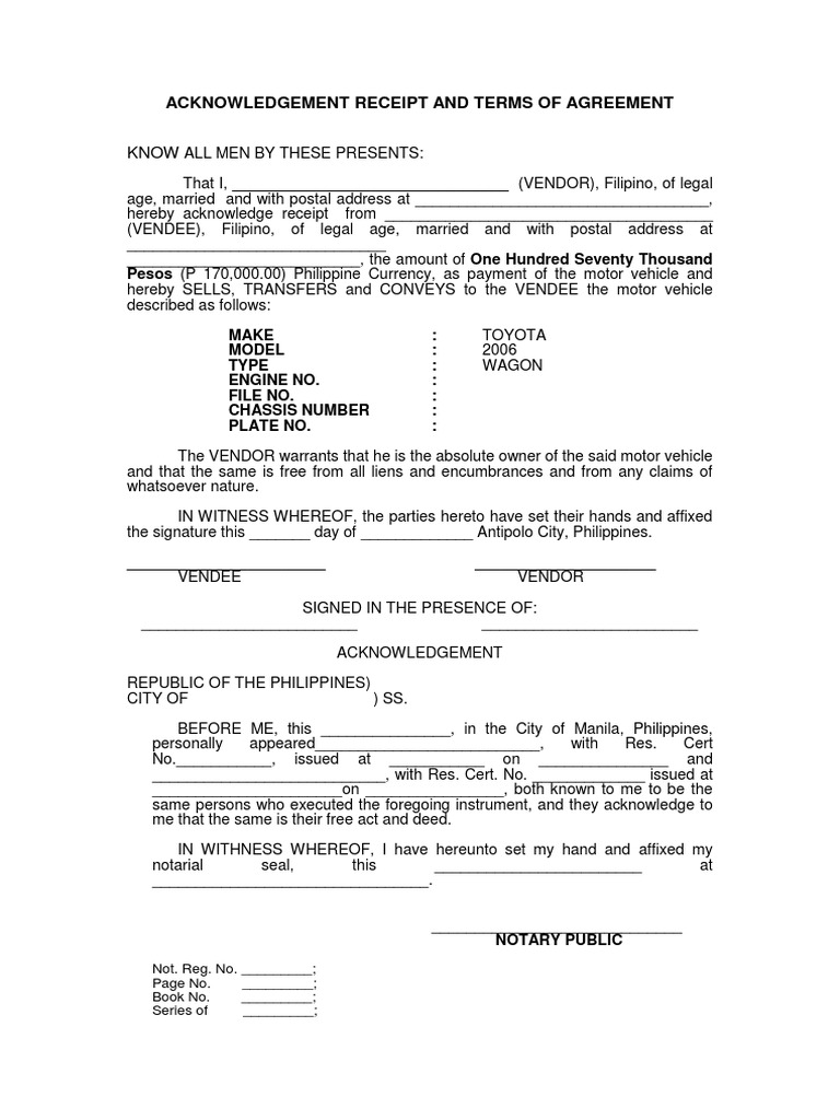 Acknowledgement Receipt Vehicle | PDF | Business