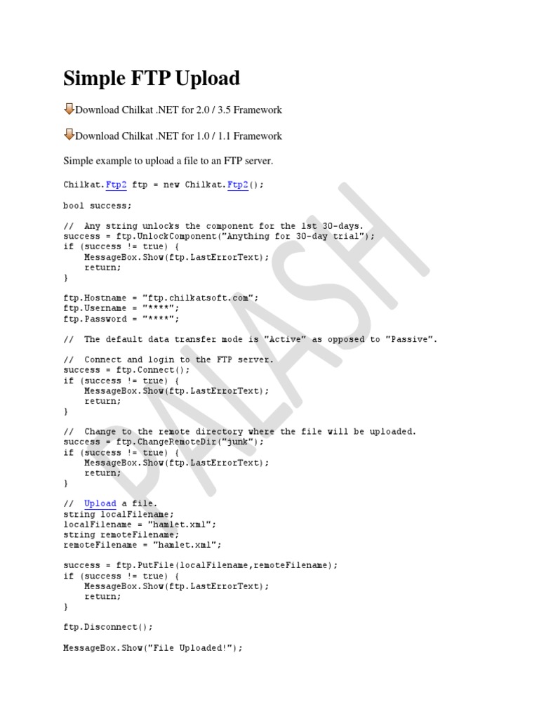 Concise FTP File Operations Using Chilkat .NET Class Library | PDF ...