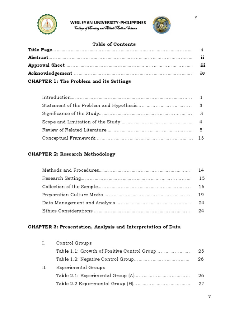 Research Paper Table Of Contents