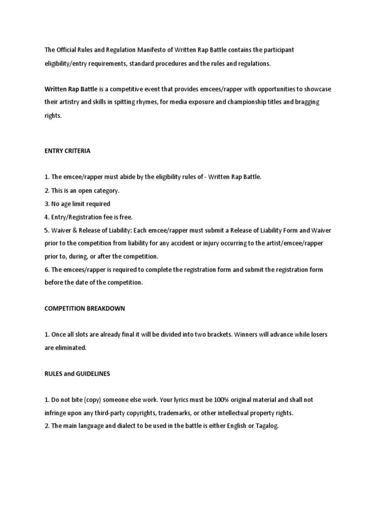 Rap Regulations and Registration | PDF | Rapping | Government Information